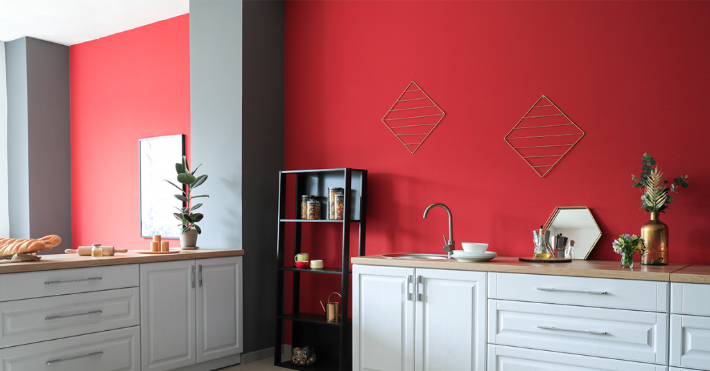 Kitchen Colour Combination: Complementary Walls And Cabinets